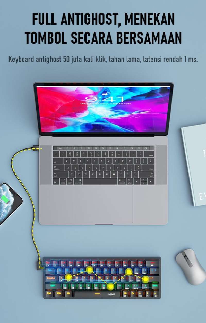 Jual Robot Kb20 Wired Mechanical Keyboard Rainbow (spt Gamen Titan Iii ...