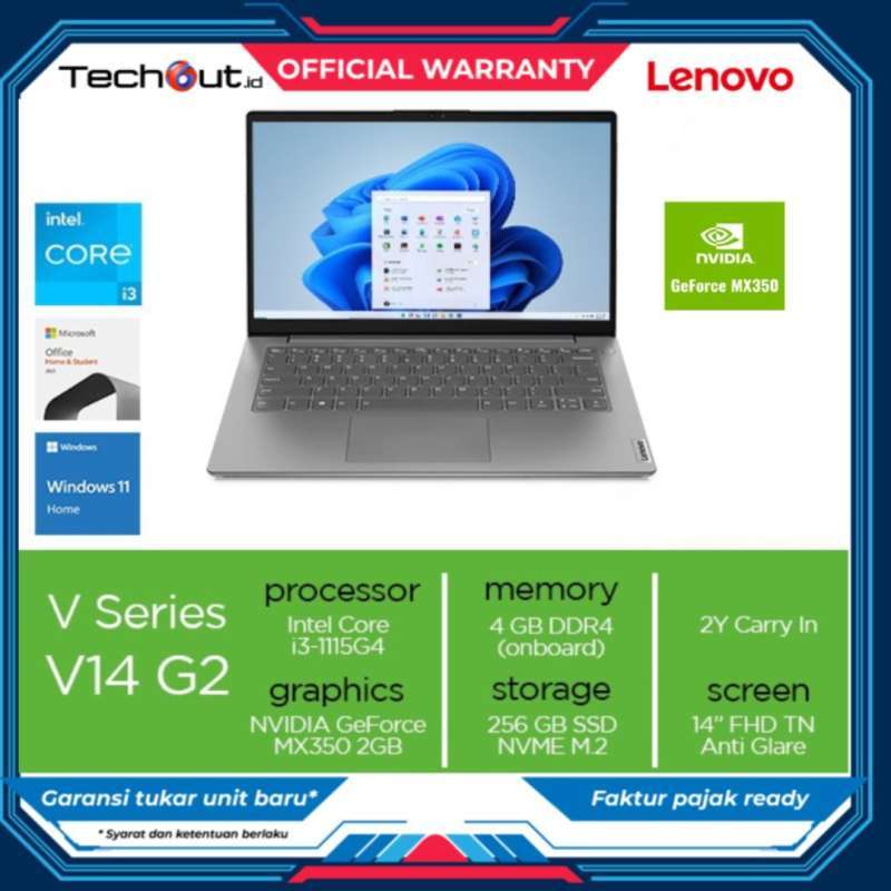 Jual Lenovo V14 G2 ITL Core i3-1115G4 4GB 256 SSD MX350 2GB W10 OHS di ...