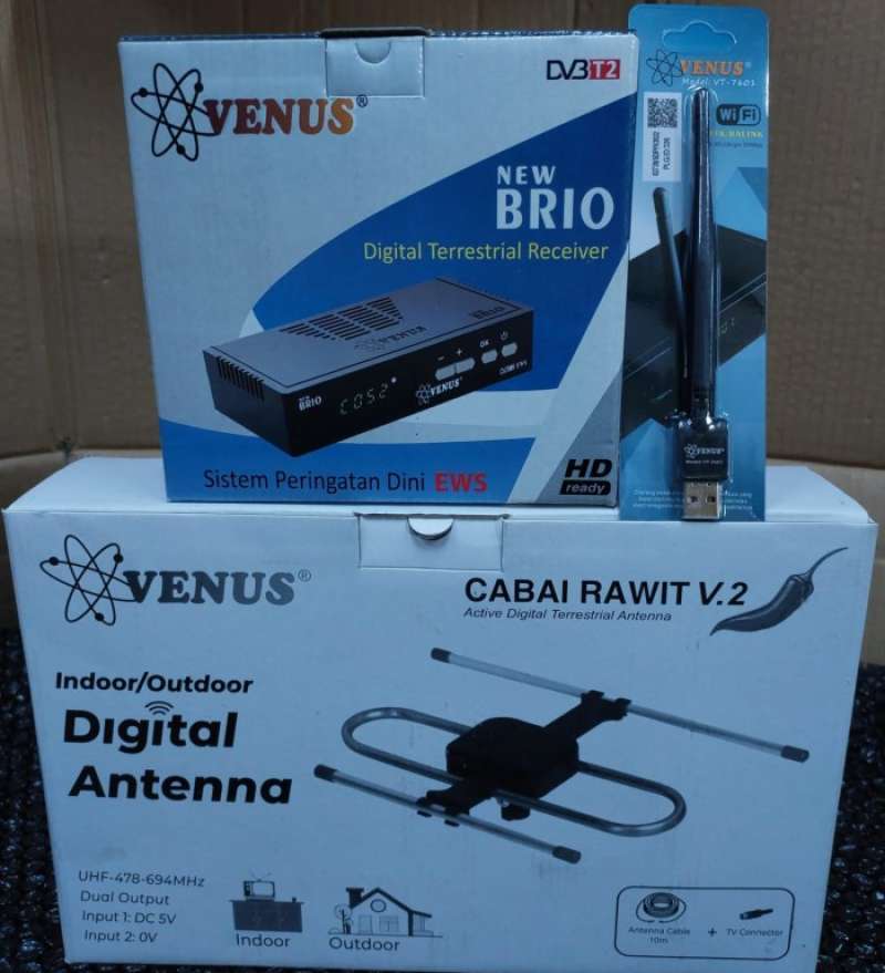 Promo Set Top Box Dvbt2 Paket Receiver Tv Venus Cabai Rawit H5 + Antena Uhf Diskon 19% di Seller ...