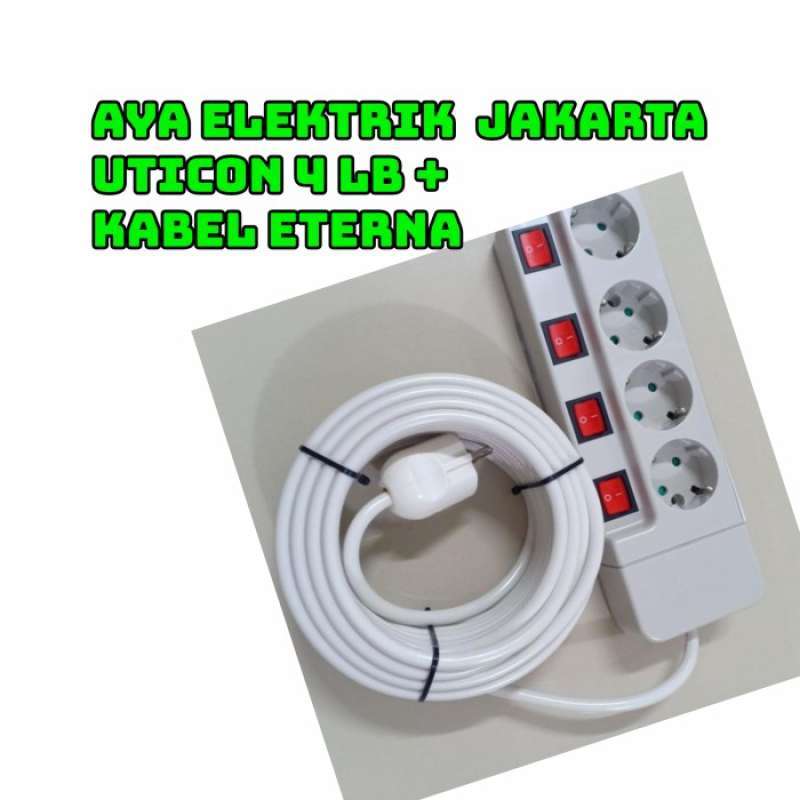 Promo Ayabdg Stop Kontak Uticon 4 Lubang+Kabel Eterna Meter+Saklar ...