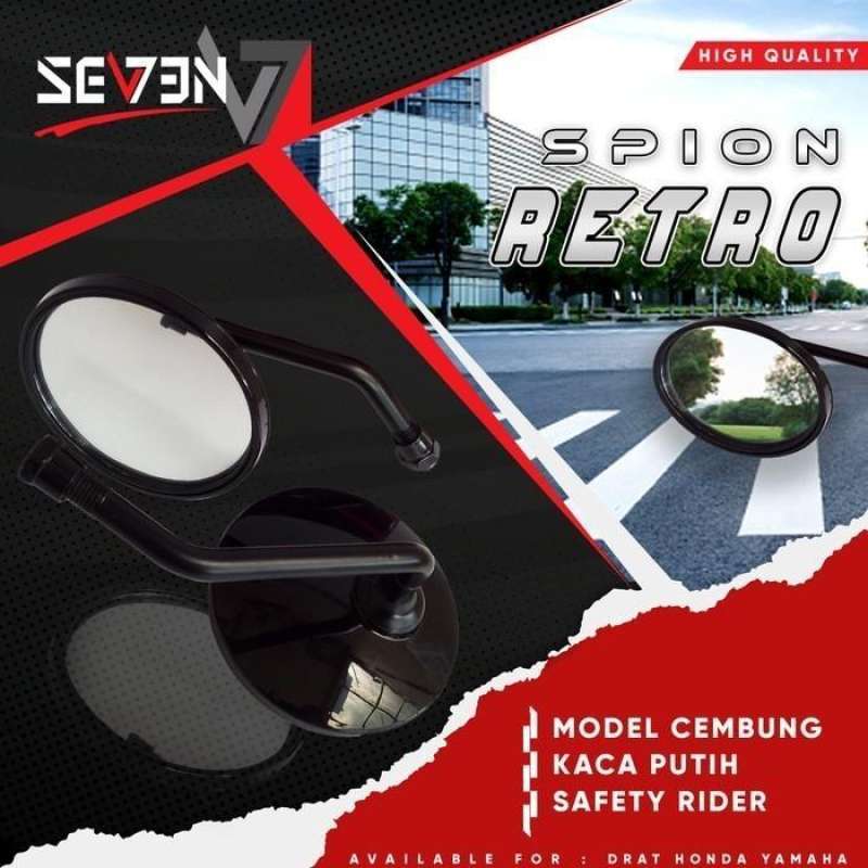 Jual Spion Retro Bulat Kaca Putih Cembung Universal Motor - Merah ...