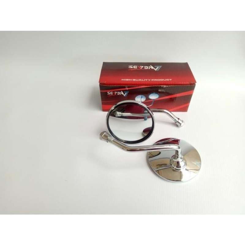 Jual Spion Retro Bulat Kaca Putih Cembung Universal Motor - Hitam ...