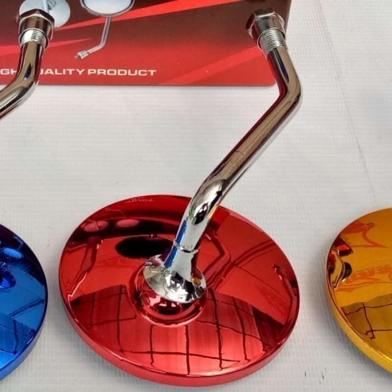 Jual Spion Retro Bulat Kaca Putih Cembung Universal Motor - Merah ...