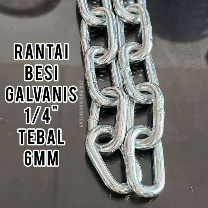 Jual RANTAI BESI KAPAL BERAT GALVANIS 1/4 INCH 6MM - 1/2 dan 1 meter ...