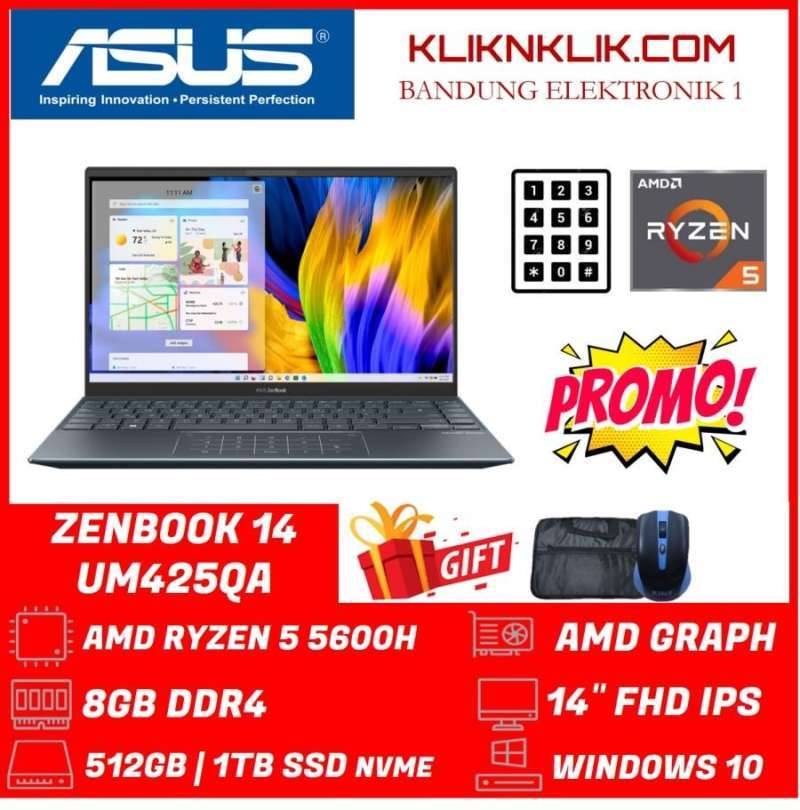 Jual Laptop asus zenbook 14 UM425QA AMD RYZEN 5 5600H 8GB 14 inci FHD ...