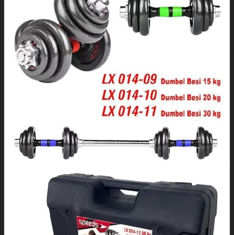 Jual Dumbel Dumble Barbel Set 20kg Hitam +stik Sambung Speeds Original ...