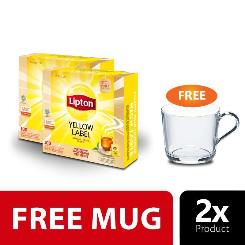 Promo Lipton Yellow Label 100 Black Tea Bag Enveloped 100's Twinpack ...