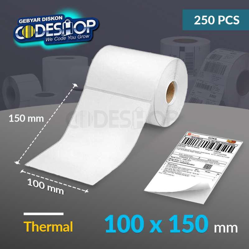Promo ECO Label Thermal 100 x 150 mm A6 1 Line Stiker Printer Barcode Core 1 Inch Isi 250 Pcs ...