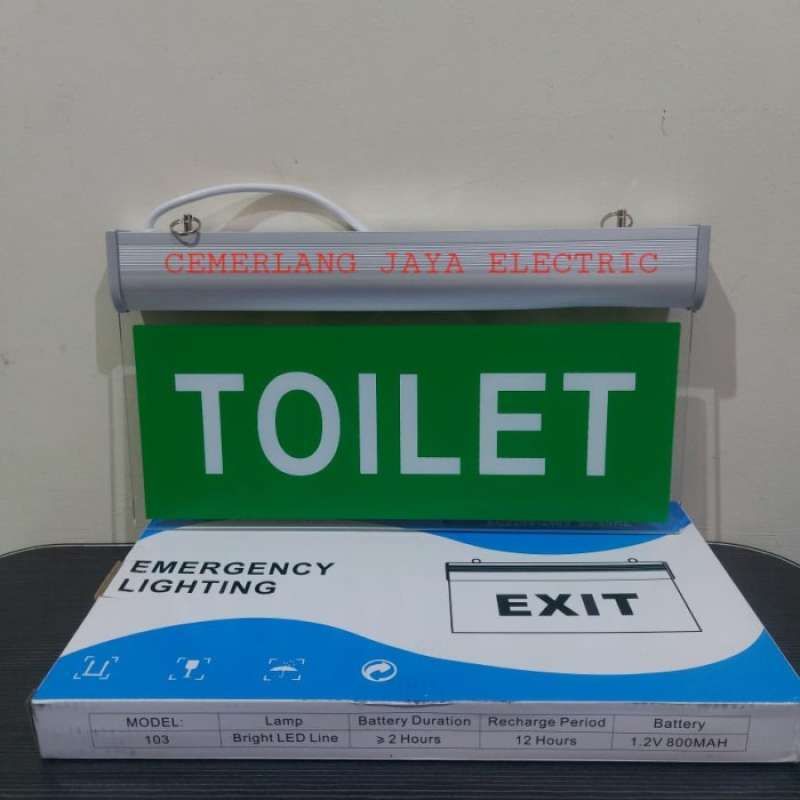 Promo Lampu Emergency Led Tulisan Toilet Mika/Acrelyc Hijau Diskon 23% ...