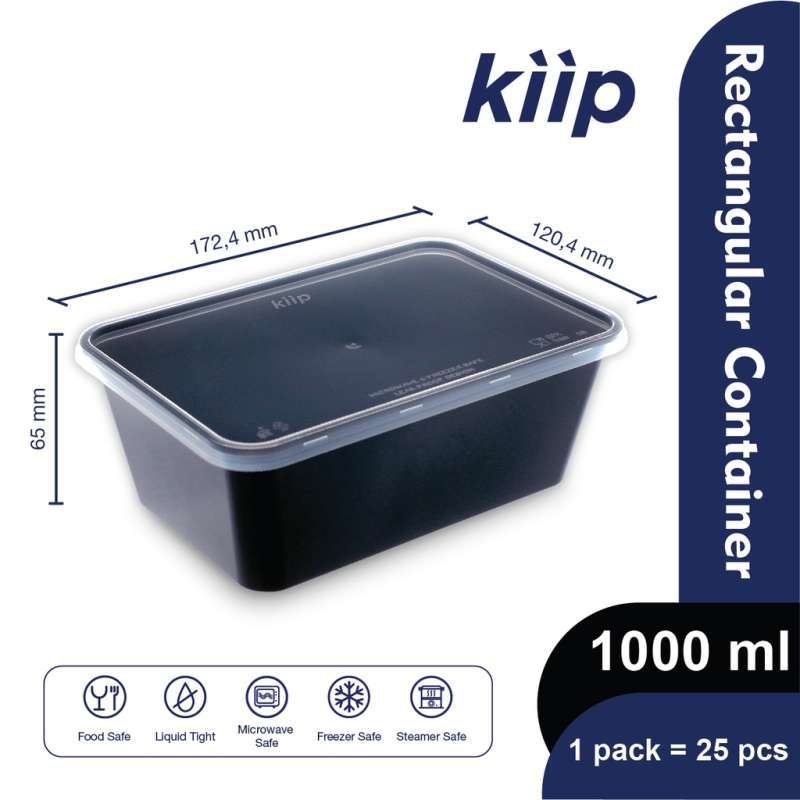 Promo Kotak Makan Plastik 1000 Ml Thinwall Black 1000 Ml Container