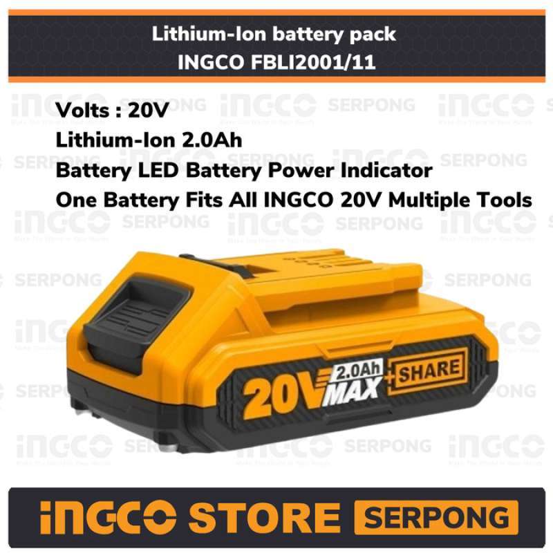 Jual lithium-ion battery pack ingco fbli2001 - Multicolor di Seller ...