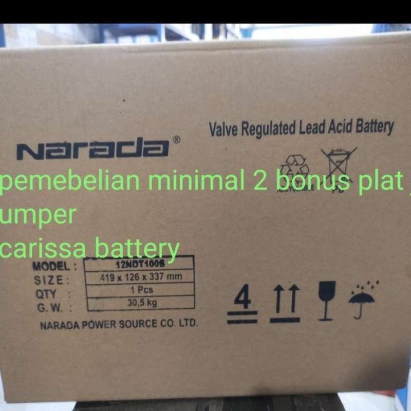 Jual battery vrla narada 12v 100ah original baru bergaransi, plts di Seller Winterr Shop ...