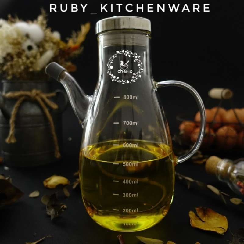 Promo Chefio Oil Pot Kaca 800ml / Gelas Takar / Botol Minyak Kecap Saus ...