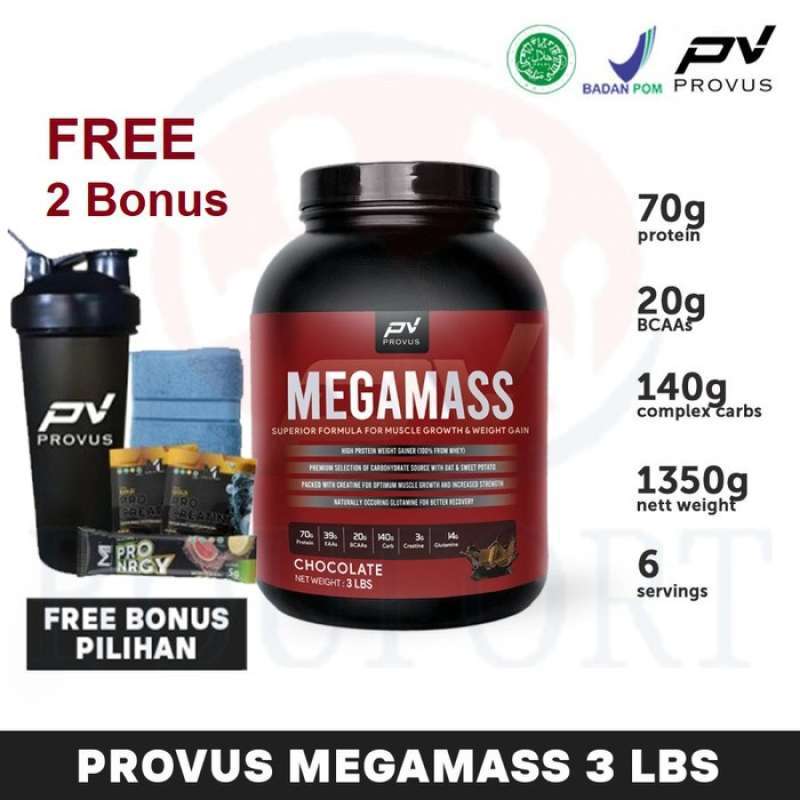 Promo provus mega mass 3 lbs megamass 3lbs high protein weight gainer ...