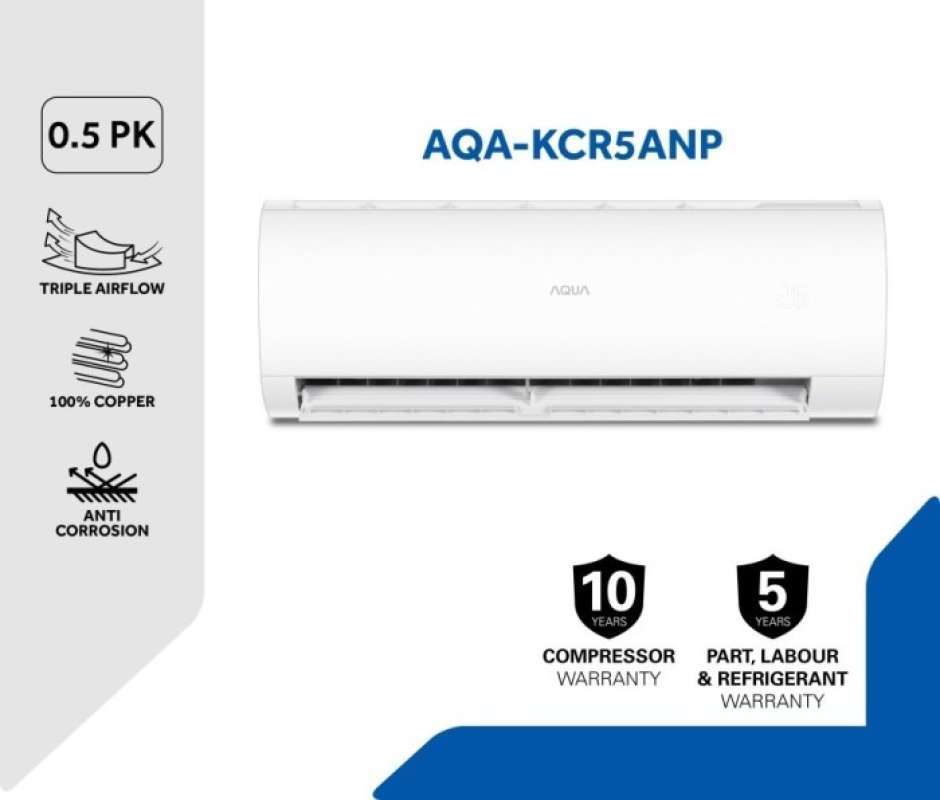 Promo AQUA Japan Turbo Cool Air Conditioner 1/2 PK AQA-KCR5ANP Diskon ...
