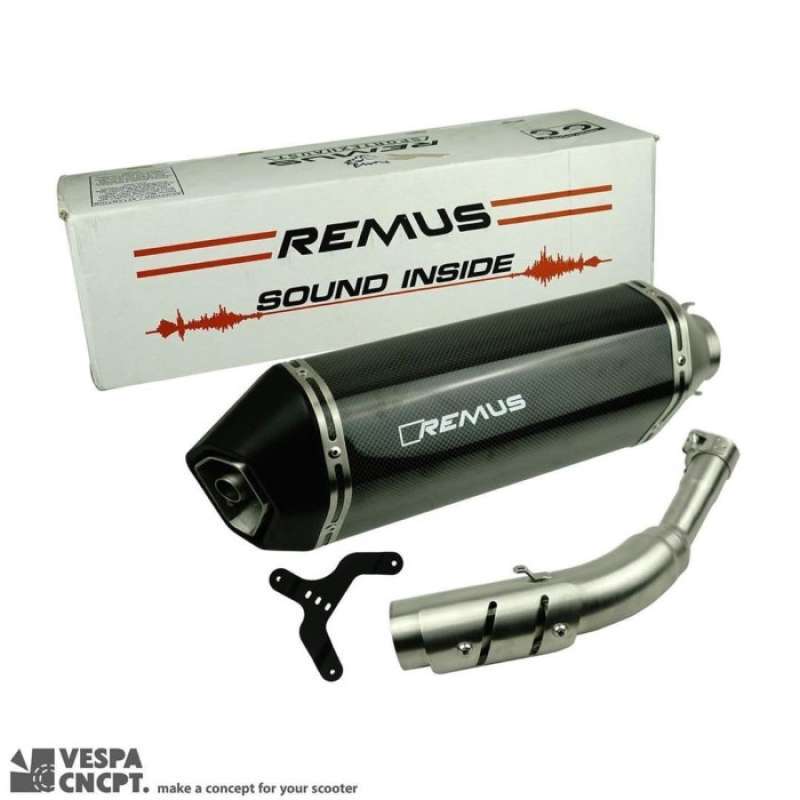 Promo Remus Exhaust Carbon Glossy Vespa Gtl Gtv Gts 300 Diskon 17% di ...