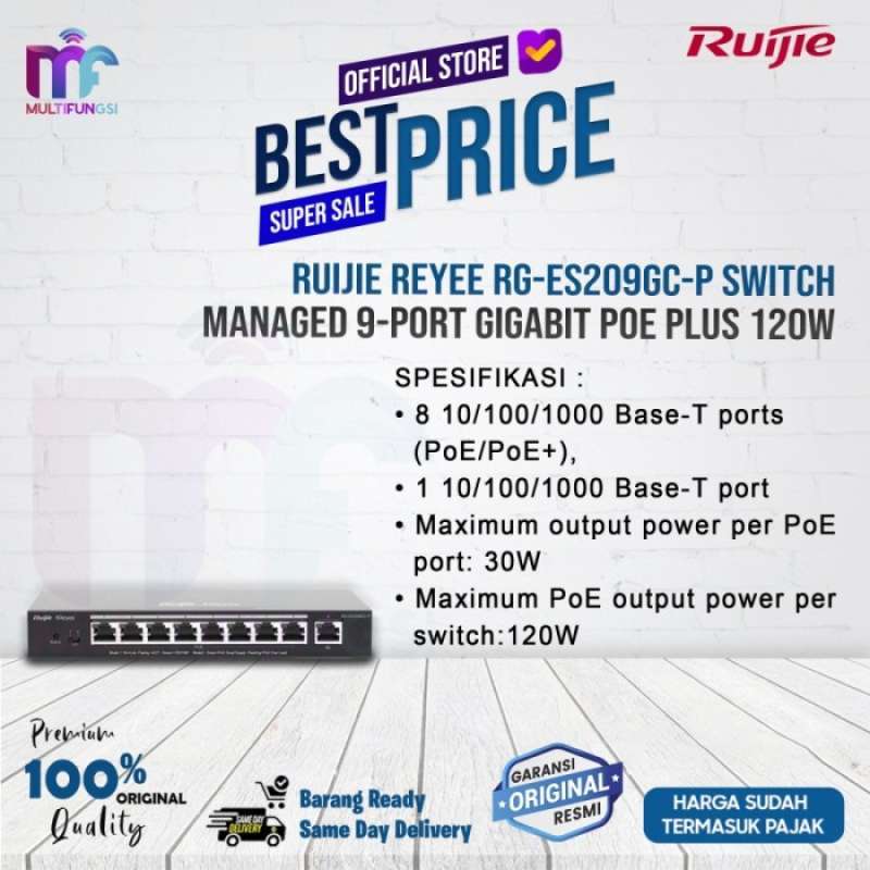 Promo Ruijie Reyee Rg-Es209Gc-P Switch Managed 9-Port Gigabit Poe Plus ...