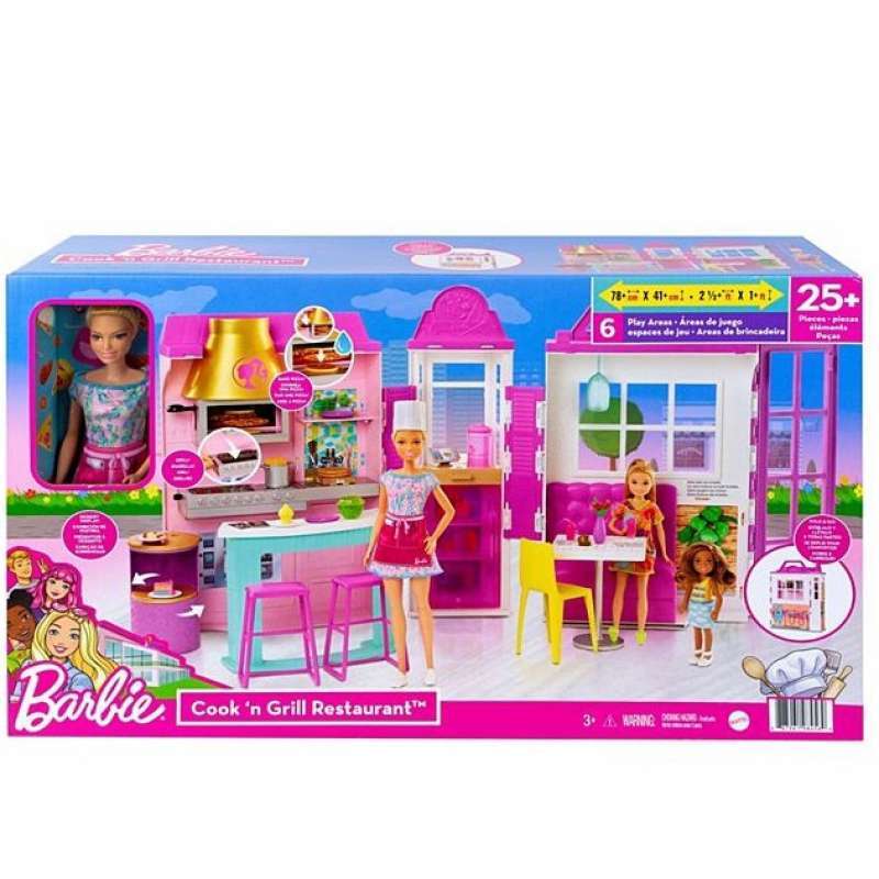 Promo Rumah Barbie Cook n Grill Restaurant Playset with 30+ Pieces and ...