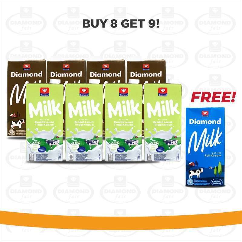 Jual Diamond Milk Uht Chocolate 1 Lt + Lo-fat Hi-calcium 1 Lt, Free ...
