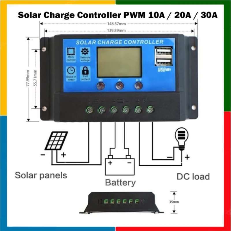 Promo Solar Charge Controller 10A 20A 30A SCC Panel Surya PWM Diskon 20 ...