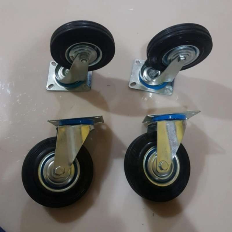 Promo roda troley roda gerobak karet 5 inch putar 4 pcs Diskon 23% di ...