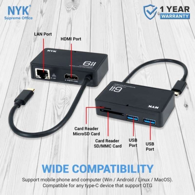 Promo Usb Type C 6 In 1 Adapter Hub Connector To Hdmi Card Reader ...