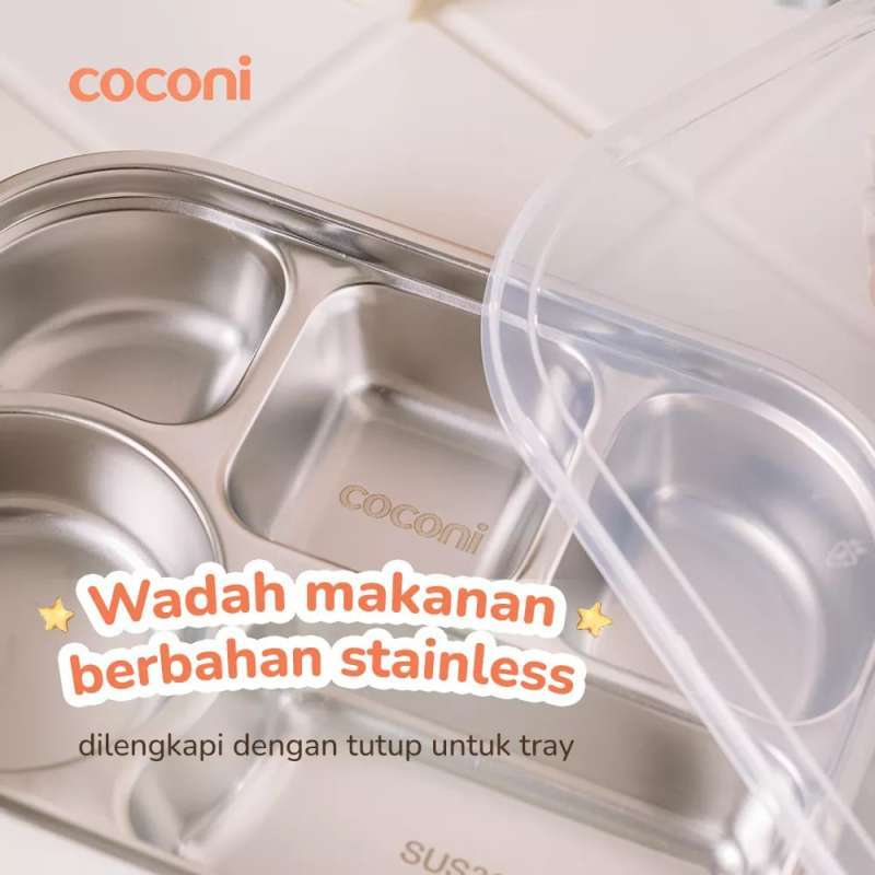 Jual Coconi Premium Stainless Plate Food Tray With Lid | Piring Makan ...