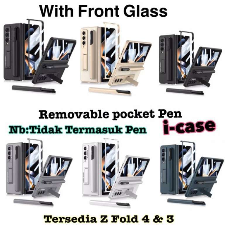 Promo Case Z Fold 4 / Z Fold 3 5G Standing Leather With Front Glass ...