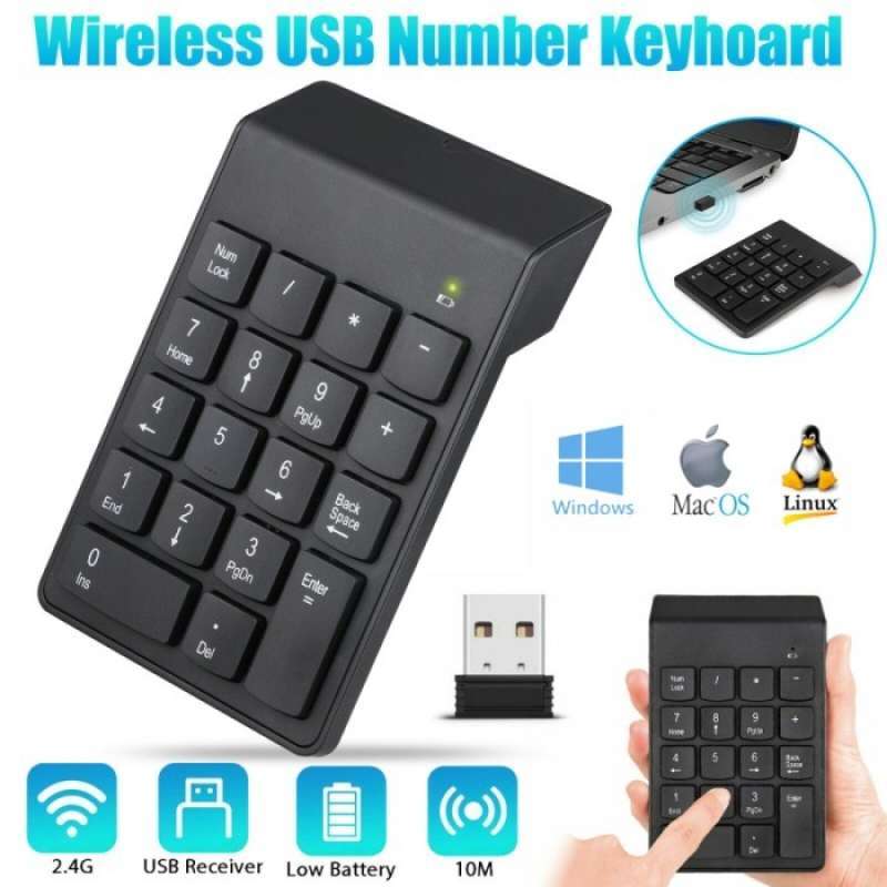 Promo Keyboard Numeric Keypad Mini Numpad numlock 18 Keys 2.4G Wireless ...