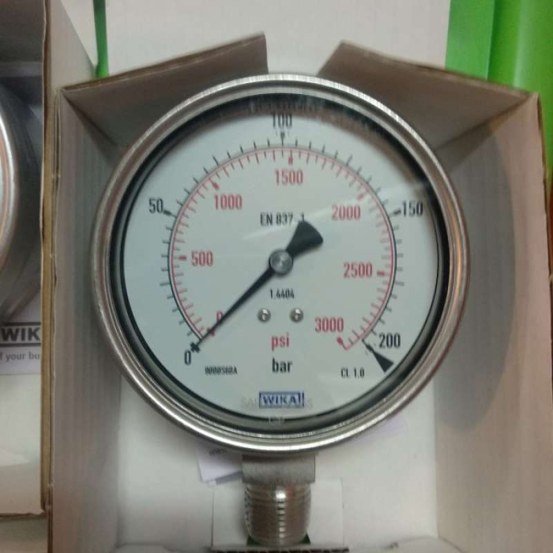 Jual Pressure Gauge Wika 4 inch 200 bar/3000 psi full ss 1/2 NPT di ...