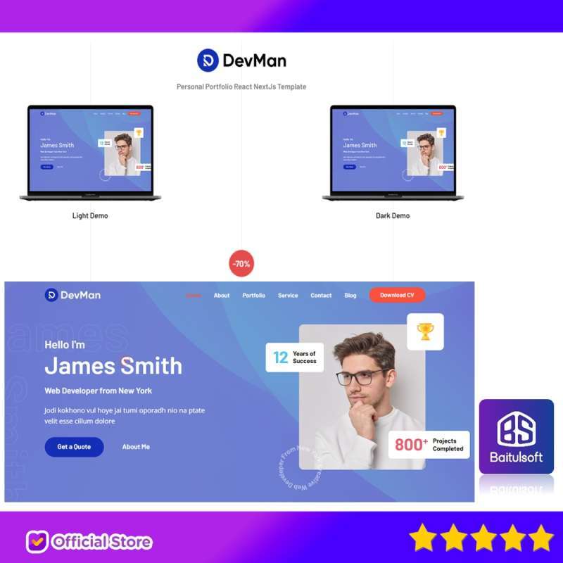 Promo DEVMAN - PERSONAL PORTFOLIO REACT TEMPLATE BY BAITULSOFT Diskon 99% di Seller Baitulsoft ...