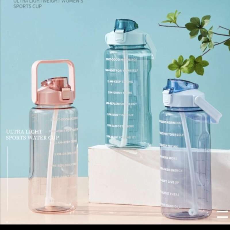 Jual NEW098 BOTOL Transparan Bening Viral Motivasi Waktu 2Liter 2L 2000ML - PINK POLOS di Seller ...