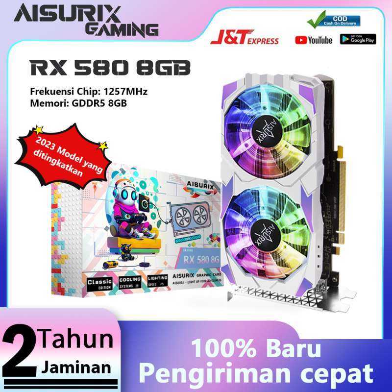 Promo Aisurix Rgb Glowing Graphics Card Rx 580 8gb Kartu Grafis Cahaya ...