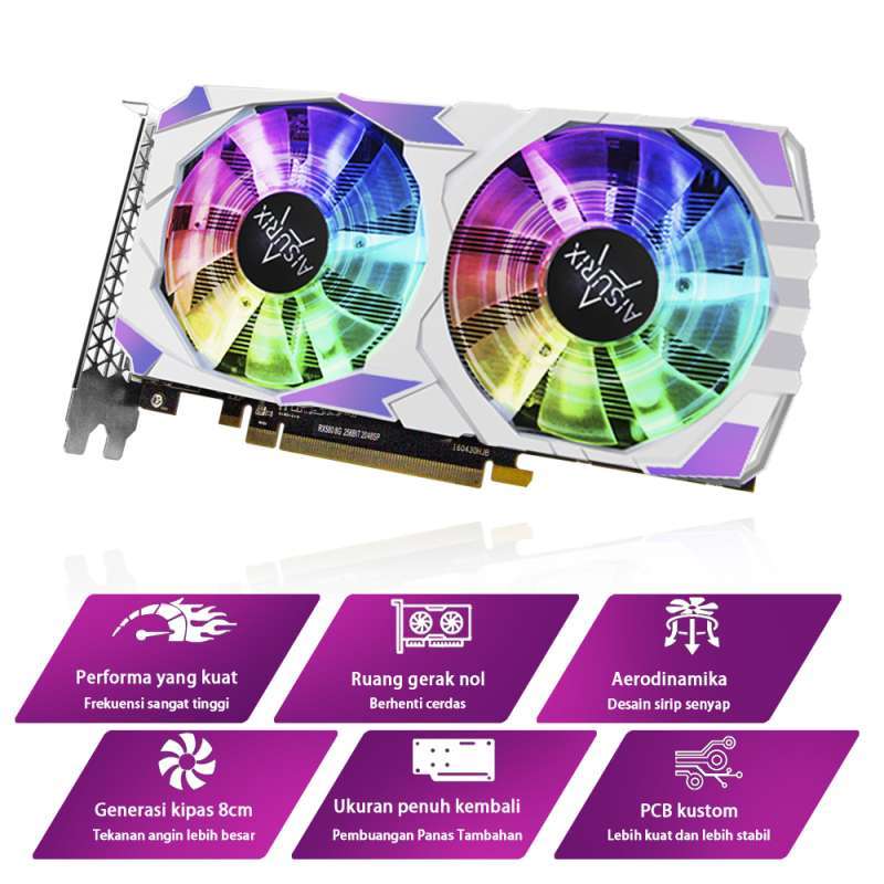 Promo Aisurix Rgb Glowing Graphics Card Rx 580 8gb Kartu Grafis Cahaya ...