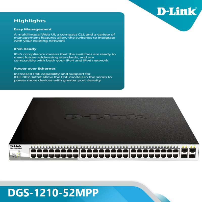 Jual D-link Dgs-1210-52mpp 52-port Gigabit Smart Managed Poe Switch Di ...