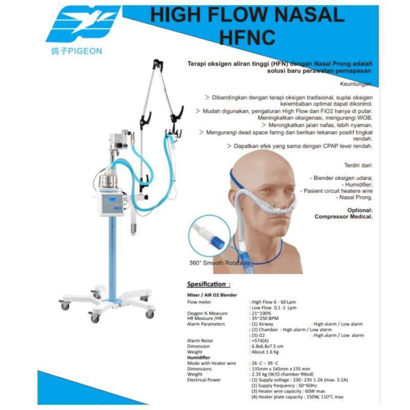 Promo High Flow Nasal Canula Pigeon / HFNC Pigeon Diskon 23% di Seller Indah Medica Center ...