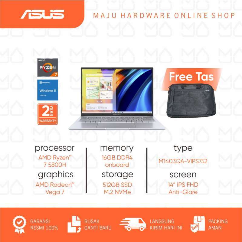 Promo Laptop Asus VivoBook 14X M1403QA-VIPS752 R7-5800H 16GB 512GB 14 Inch - Garansi Resmi ...
