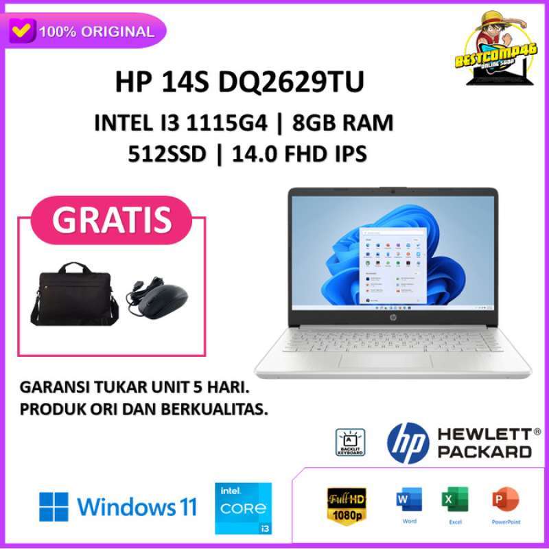 Promo Laptop Hp 14s I3 1115g4 8gb 512ssd Win11 Freeohs 14.0fhd Ips ...