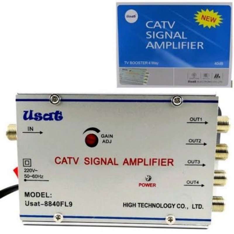 Promo Boster booster antena tv 40 db cabang 4 way catv signal amplifier ...