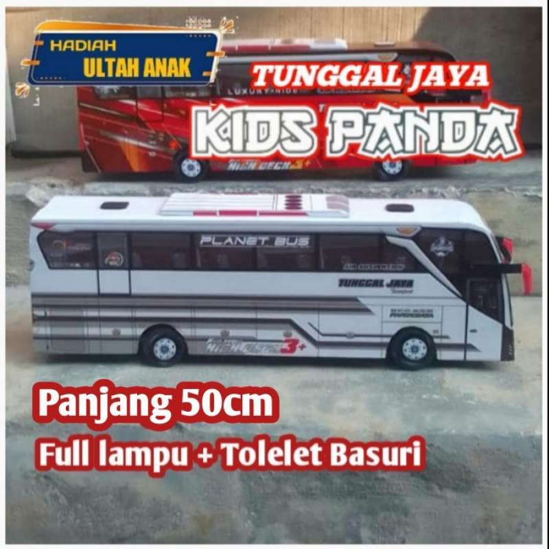 Promo Miniatur Bus Tj Kidspanda Putih Mainan Anak Full Lampu Dan ...
