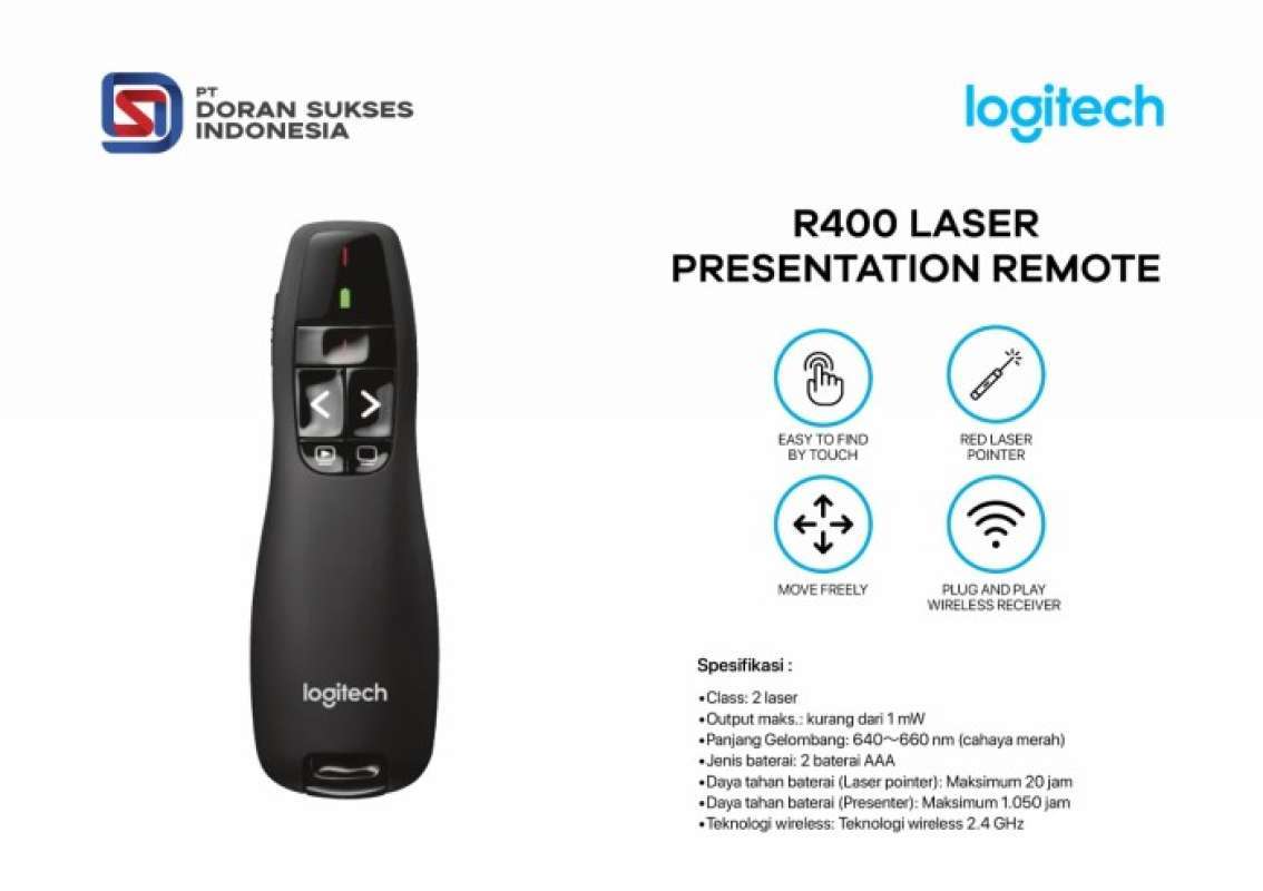 Promo Logitech R400 Wireless Laser Pointer Persentasi Merah Laser ...