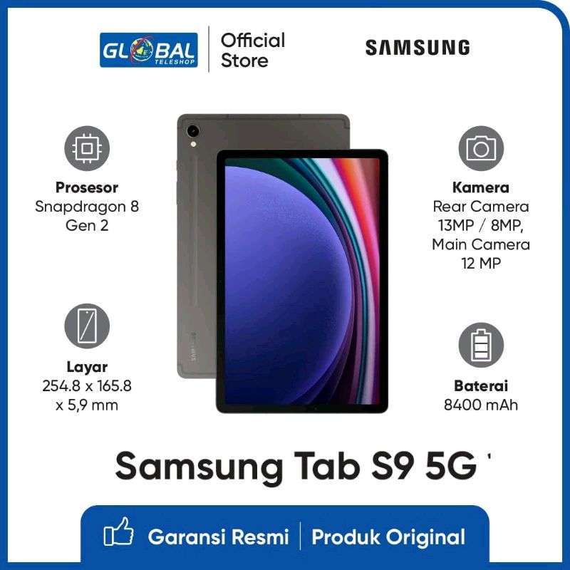 Jual Samsung Galaxy Tab S9 5G 8/128Gb | 12/256Gb Garansi Resmi - Gray 8/128 di Seller Global ...