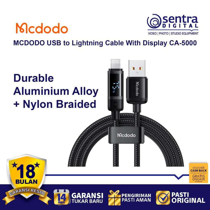 Promo MCDODO USB to Lightning Cable with Battery Level Display CA-5000 1.2m Diskon 30% di Seller ...
