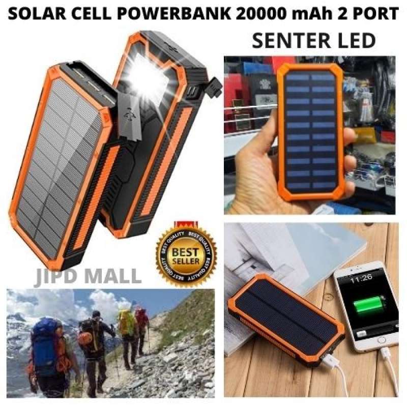 Jual SOLAR CELL POWER BANK CHARGE 2 PORT 10000MAH SENTER LED ES100 ...