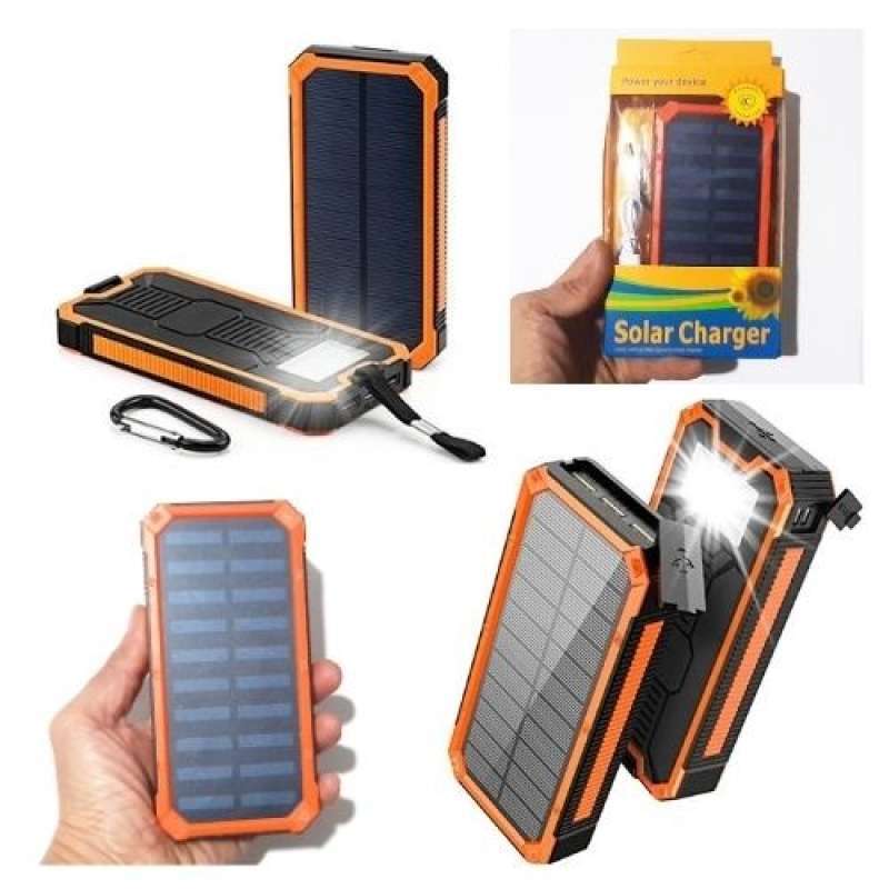 Jual SOLAR CELL POWER BANK CHARGE 2 PORT 10000MAH SENTER LED ES100 ...