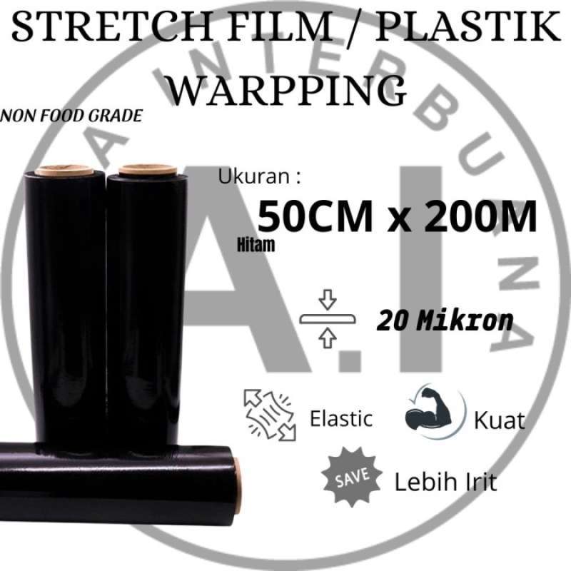 Promo Plastik Stretch Film Wrap / Wraping / Wrapping Hitam 50 Cm X 200 ...