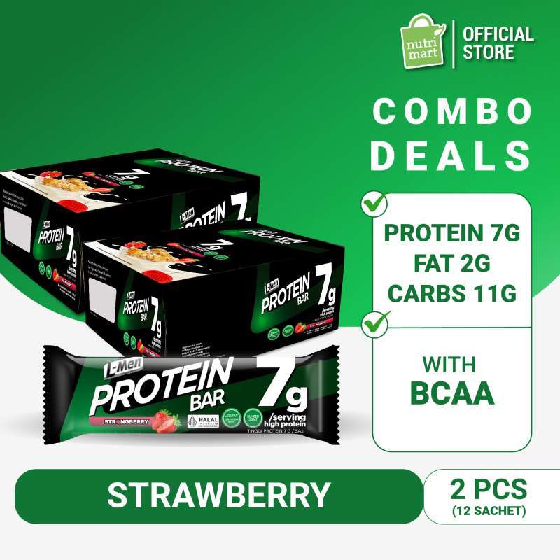 Promo Twin Pack : L-men Protein Bar Strongberry 12 Sch - 7g Whey ...