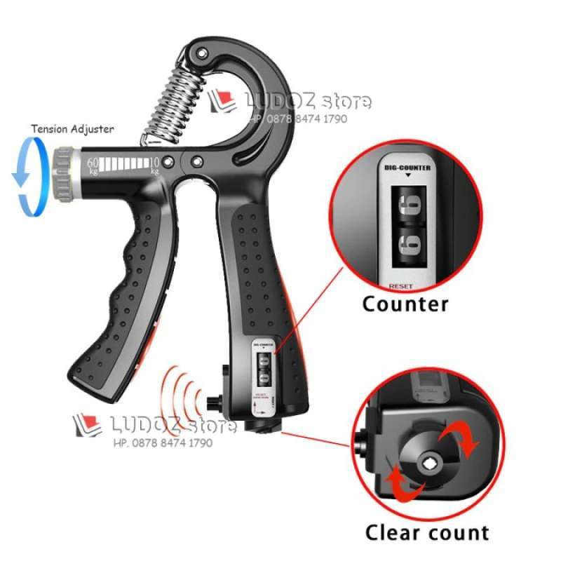 Promo ADJUSTABLE DIGITAL COUNTER HAND GRIP SPRING TANGAN HANDGRIP ...