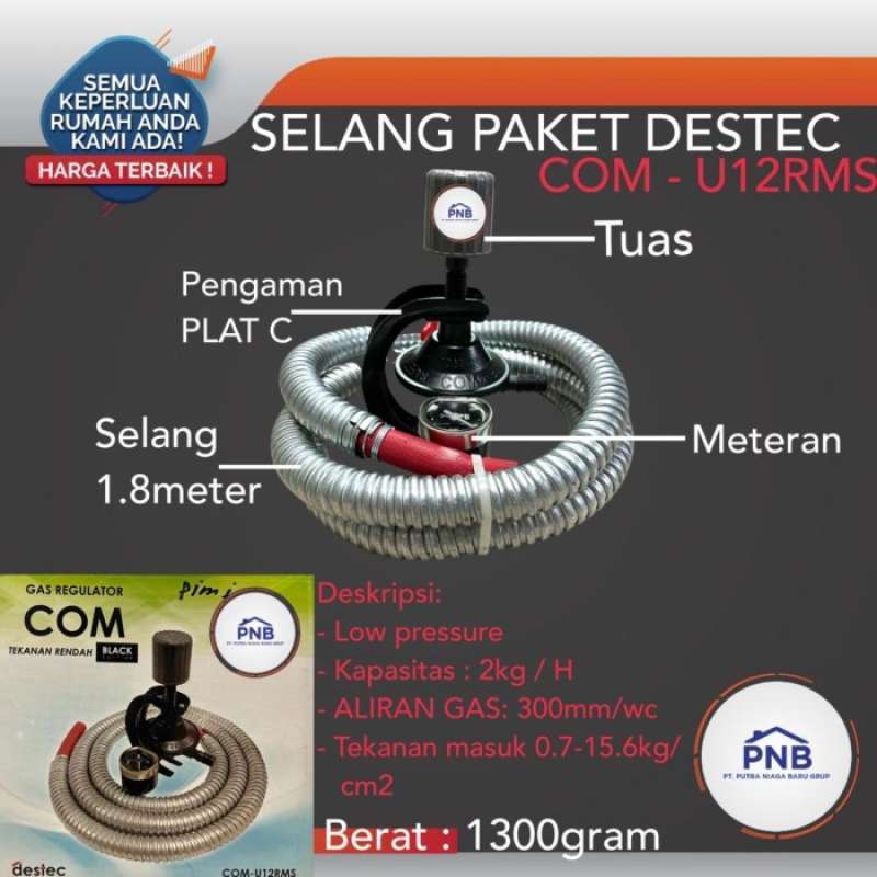 Promo Paket Regulator Gas Meter + Selang Destec Com-u12rms Tekanan ...
