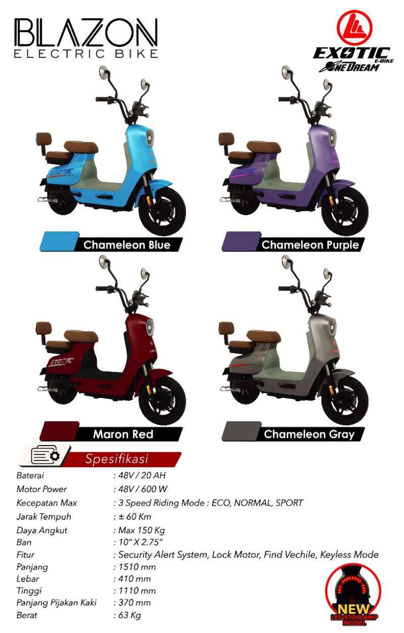 Promo Sepeda Listrik Exotic Blazon 48V 20 Ah Diskon 9% di Seller Sepeda ...